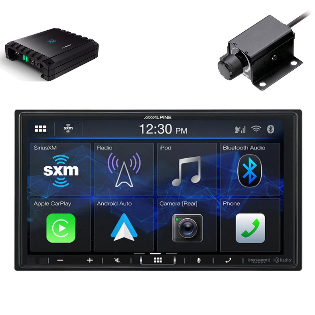 Alpine ILX-407 Digital Multimedia Car Receiver | Alpine S2-A60M Mono A ...