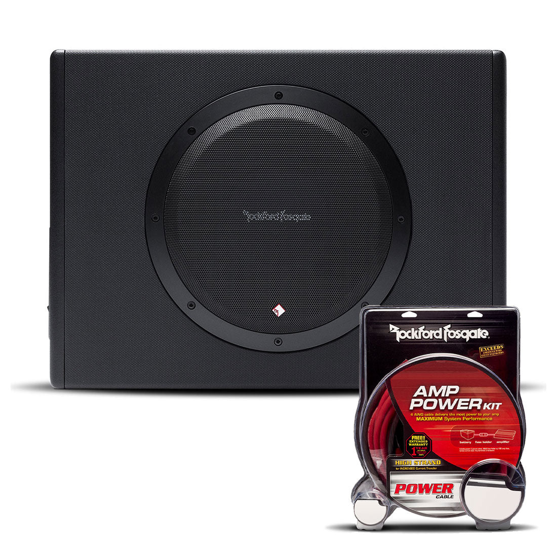 Rockford Fosgate P300-10-BUNDLE 10" 300 Watt Amplified Subwoofer Enclo ...
