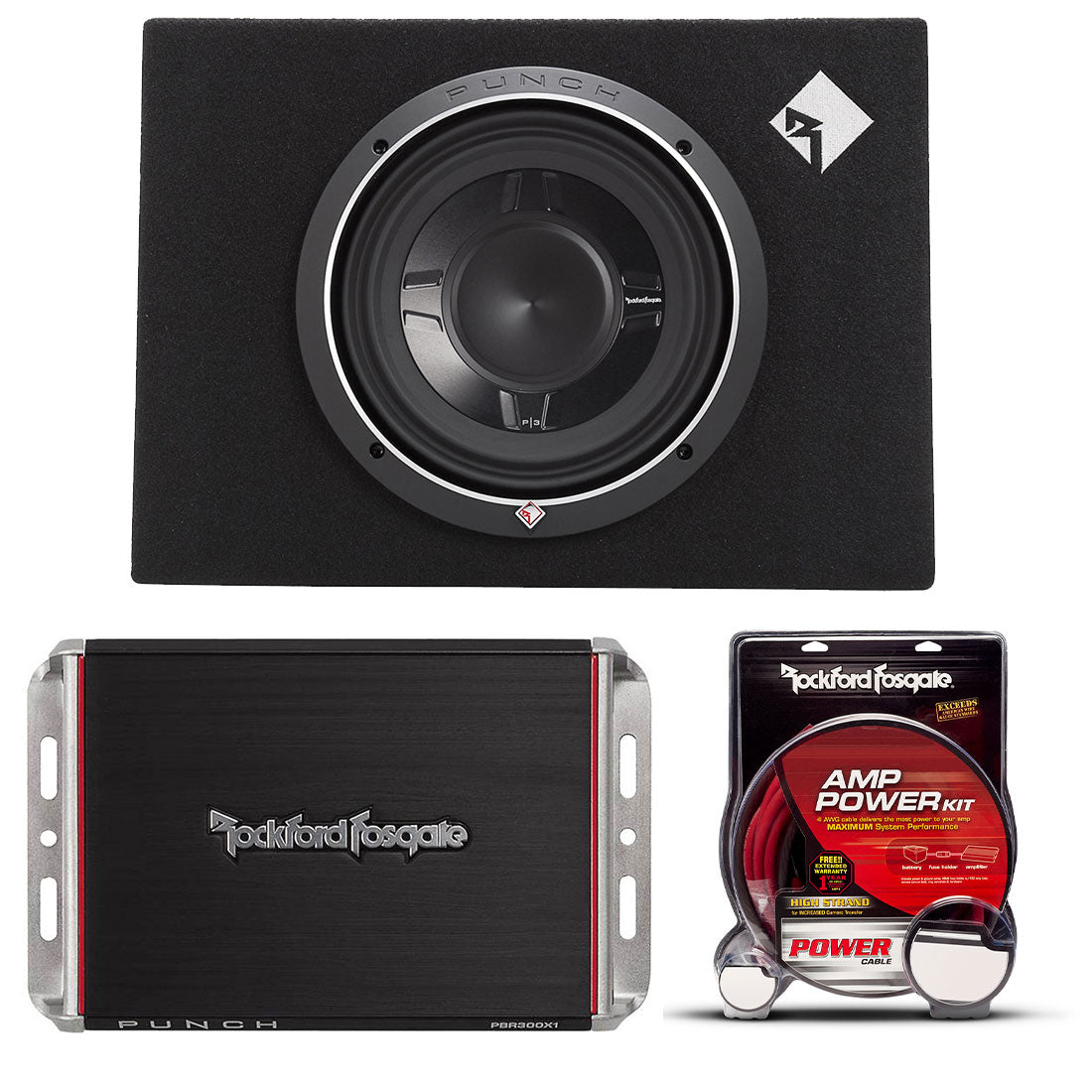 Rockford Fosgate P3S-1X10-BUNDLE 10" Shallow Loaded Enclosure | PBR300 ...