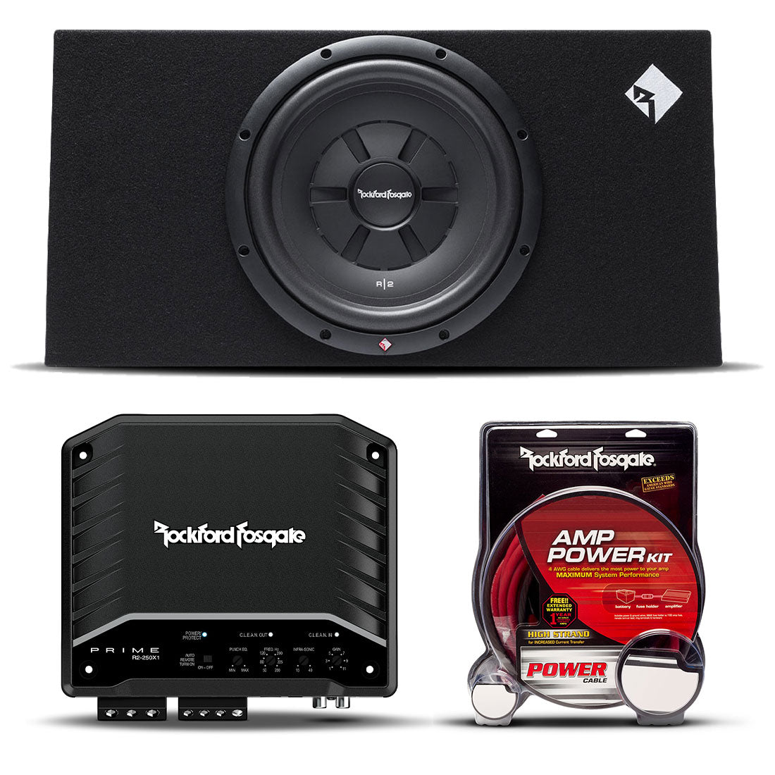 Rockford Fosgate R2S-1X12-BUNDLE 12" Shallow Loaded Subwoofer Enclosur ...